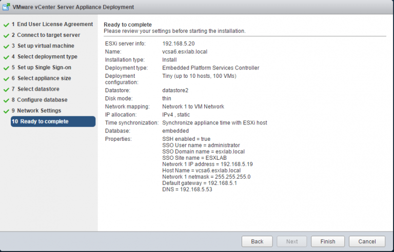 Lab Deploy Vcsa With Embedded Platform Services Controller Virtualization Howto