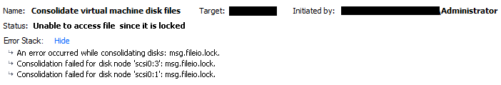 VMware Disk Consolidation unable to access file since it is locked - Virtualization Howto