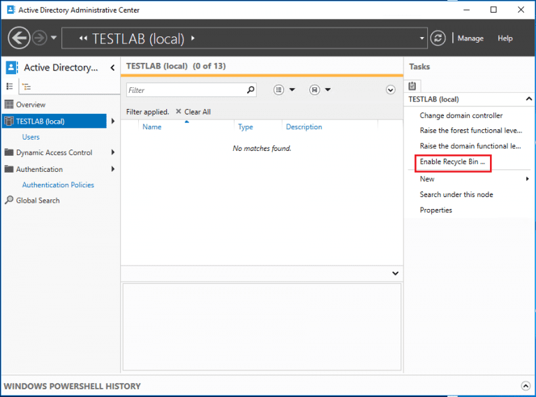 Enable Windows Server 2016 Active Directory Recycle Bin ...