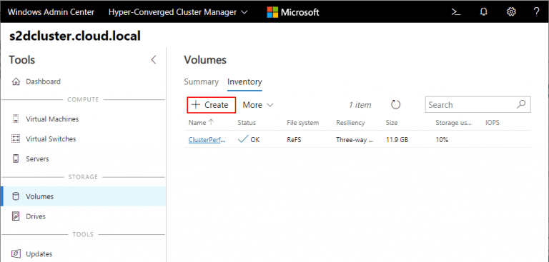 Create Windows Server 2019 Storage Spaces Direct Volumes in Windows Admin Center ...