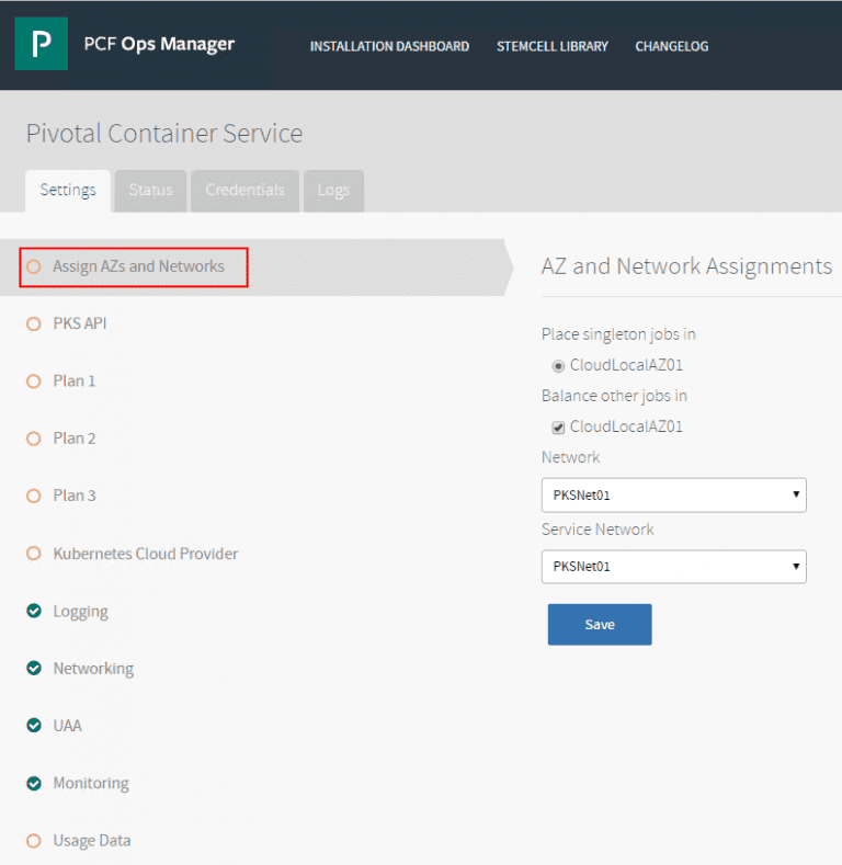 Configuring Pivotal Container Service PKS in PCF Ops Manager Dashboard ...