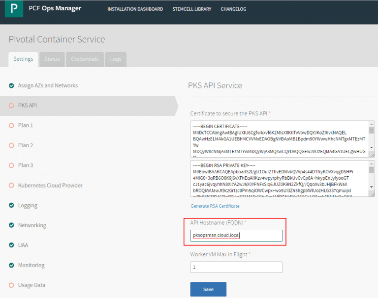 Configuring Pivotal Container Service Pks In Pcf Ops Manager Dashboard Virtualization Howto