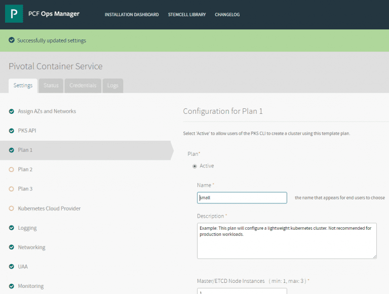 Configuring Pivotal Container Service PKS in PCF Ops Manager Dashboard ...