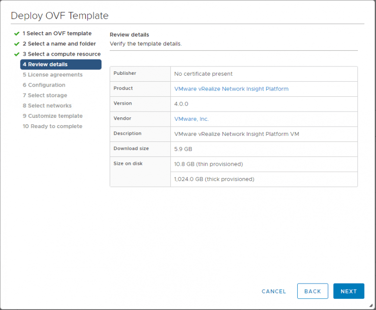 Installing vRealize Network Insight 4.0 Platform and Proxy Appliances ...