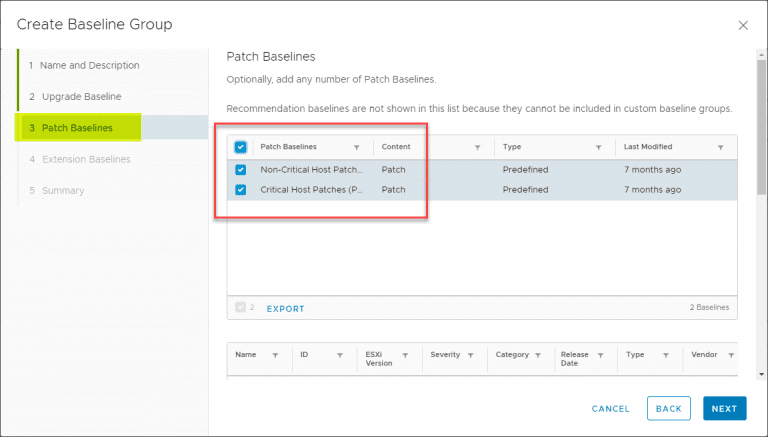Select Multiple Patch Baselines in vSphere 6.7 Update 1 HTML 5 vSphere ...