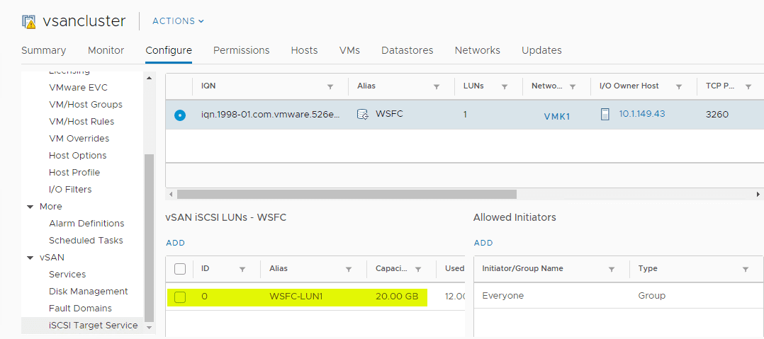 Configure Vmware Vsan Iscsi For Windows Server Failover Cluster Wsfc Virtualization Howto