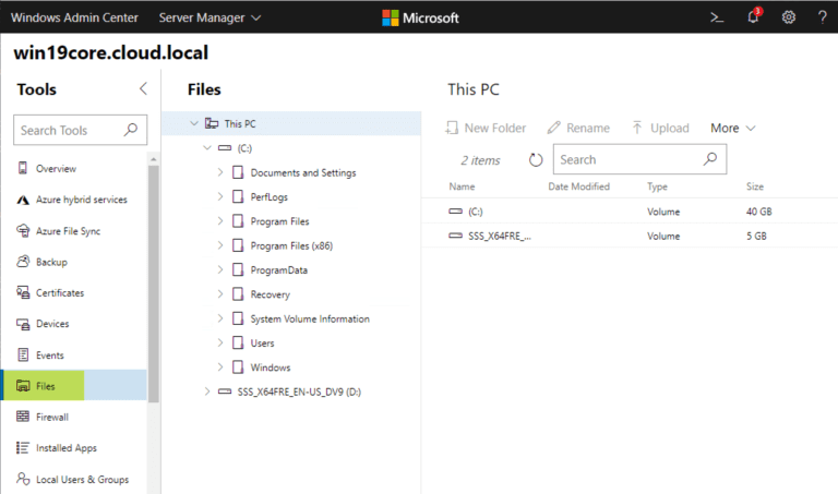 Managing Windows Server 2019 Core with Windows Admin Center ...
