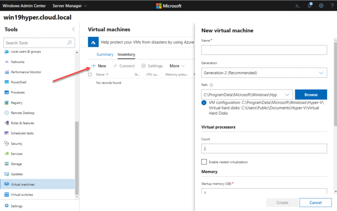 Hyper-V Server 2019 Windows Admin Center Management - Virtualization Howto