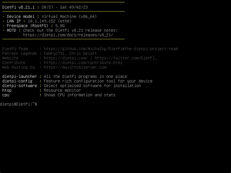 DietPi: Tiny OS for Home Server Self-hosting - Virtualization Howto