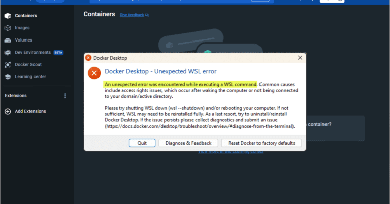 Docker Desktop Unexpected WSL Error Fix - Virtualization Howto
