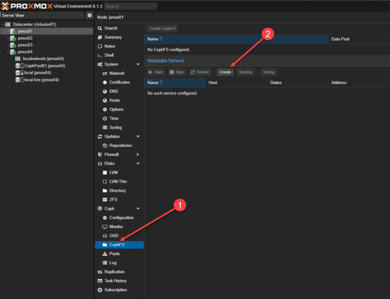 Cephfs Configuration In Proxmox Step By Step Virtualization Howto