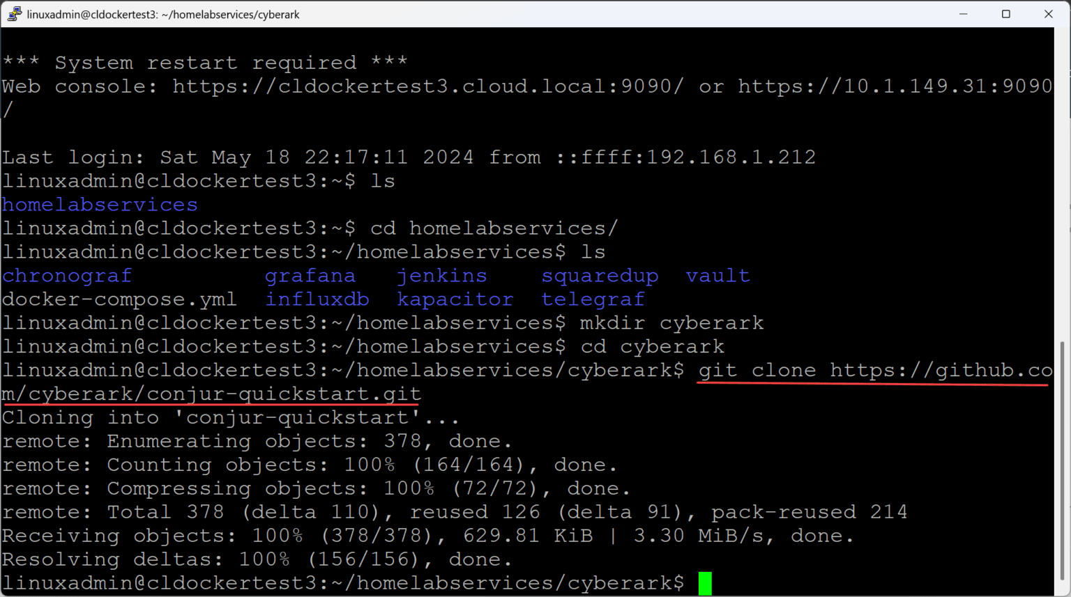 Install Cyberark Conjur Open Source Secrets Management Virtualization Howto 0343