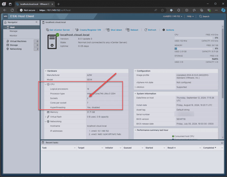 Vmware Esxi On Intel Core Ultra Cpus Interesting Observations Virtualization Howto