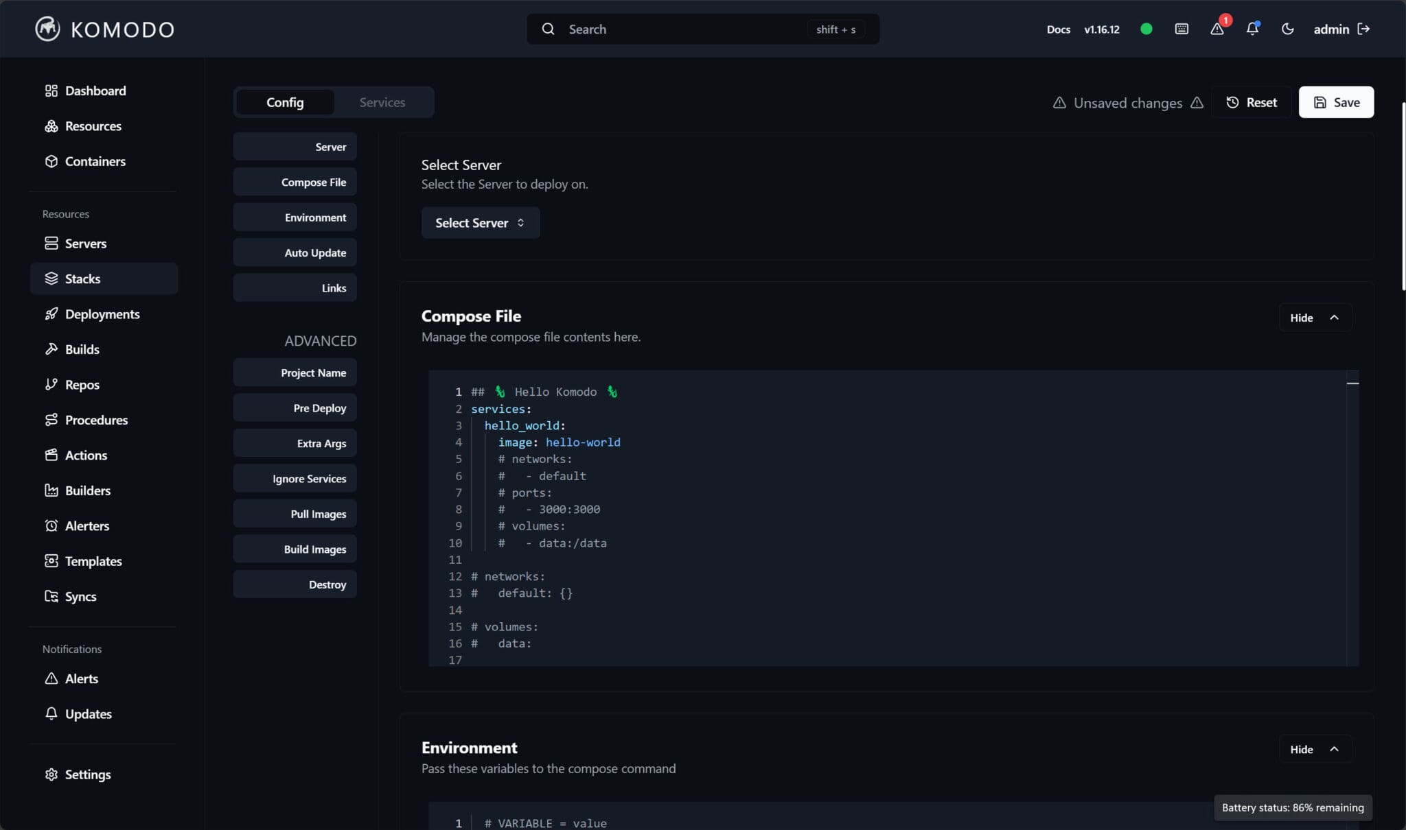 Portainer Alternative Komodo for Docker Stack Management and Deployment