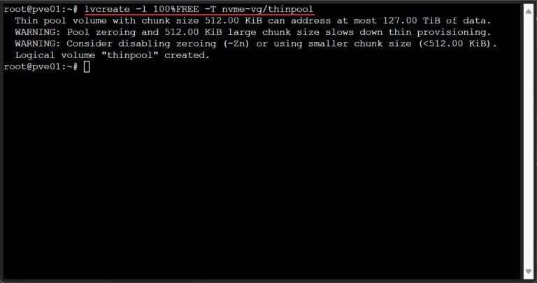 Thin Provision Your Nvme Drive In Proxmox Ve Server Virtualization Howto