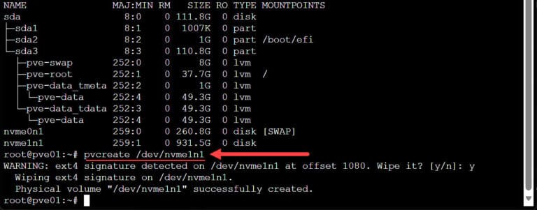 Thin Provision your NVMe drive in Proxmox VE Server